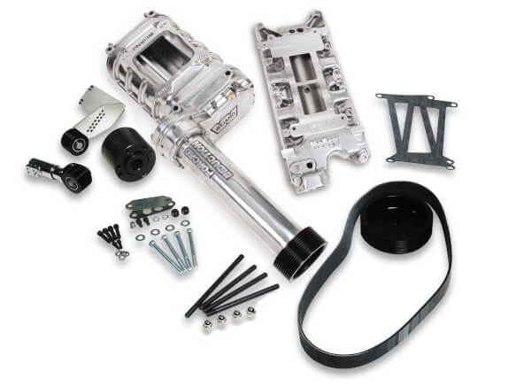 Supercharger System, Roots, 174, 10-Rib Pulley, Polished, Ford 289-302 ...